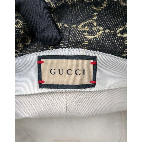 Gucci | Accessories | Gucci Gg Monogram Logo Denim Bucket Hat Black S ...